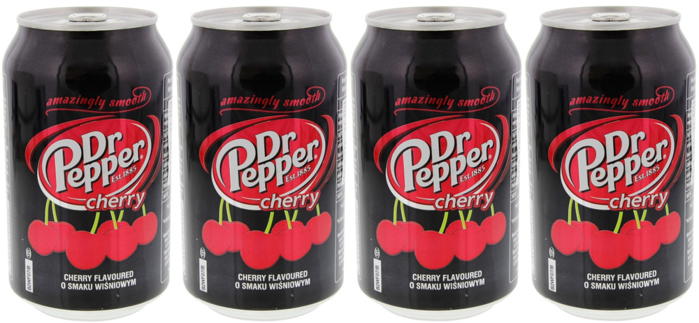 Газированный напиток Dr.Pepper Cherry / Доктор Пеппер Вишня 330 мл. х 4 ...