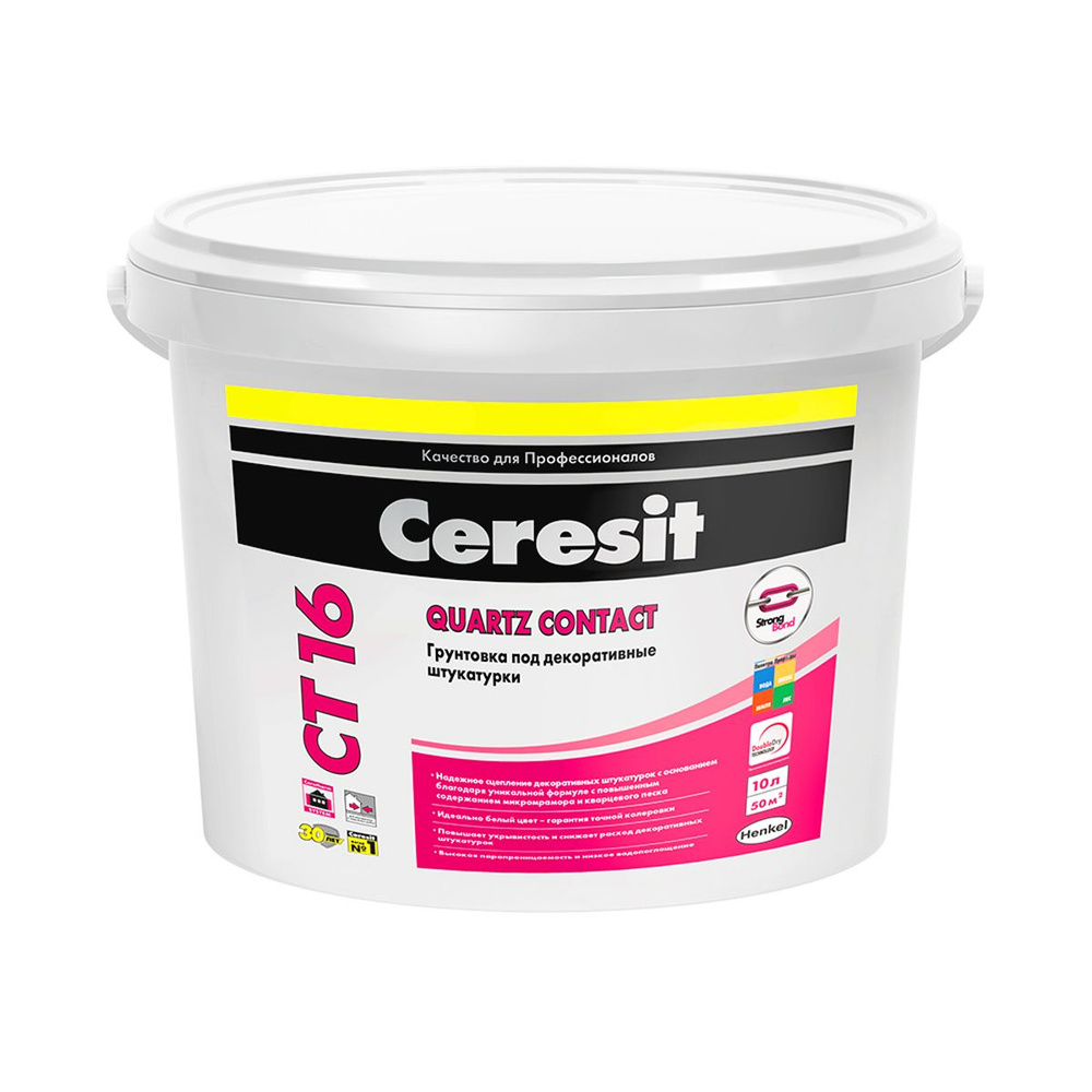 Ceresit ct 16 quartz contact грунт под декоративные штукатурки, белый ...
