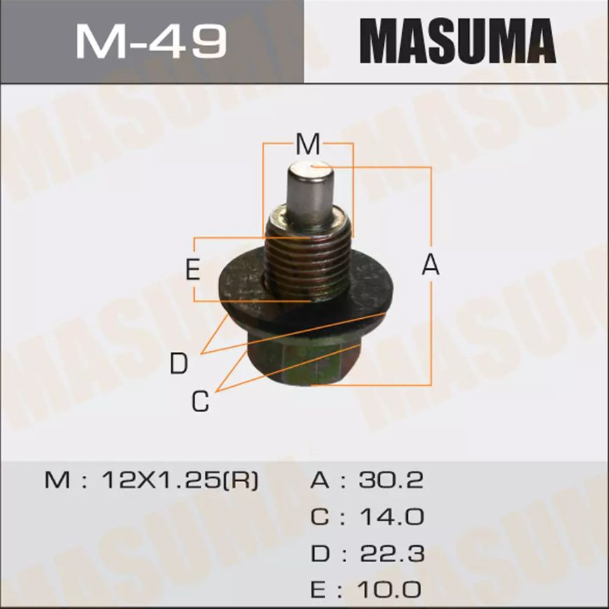 БОЛТ (ПРОБКА) МАСЛОСЛИВНОЙ MASUMA С МАГНИТОМ M12X1.25 - Masuma арт. M49 ...