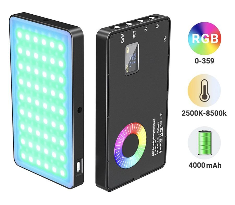 Портативный RGB видеосвет. Регулировка температуры света и яркости ...