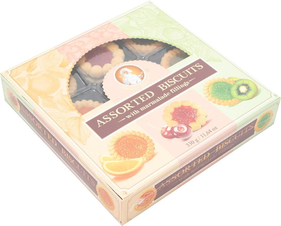 Печенье Santa Bakery Бискотти с мармеладными начинками Вишня Киви Апельсин 330г х 2шт - купить с ...