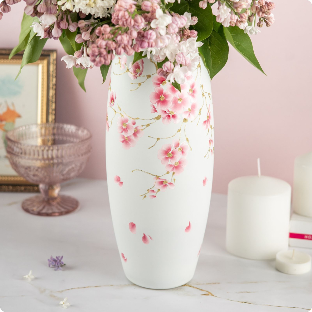 Ваза для цветов Pasabahce стеклянная белая 26 см купить вазу в интернет магазине Ozon по