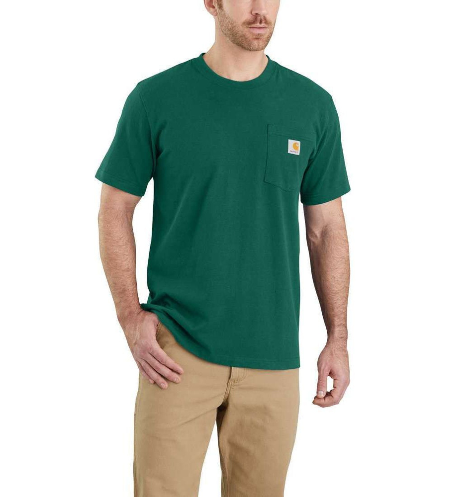 Футболка carhartt, размер 50, цвет темно-зеленый, 90% хлопок / 10% ...