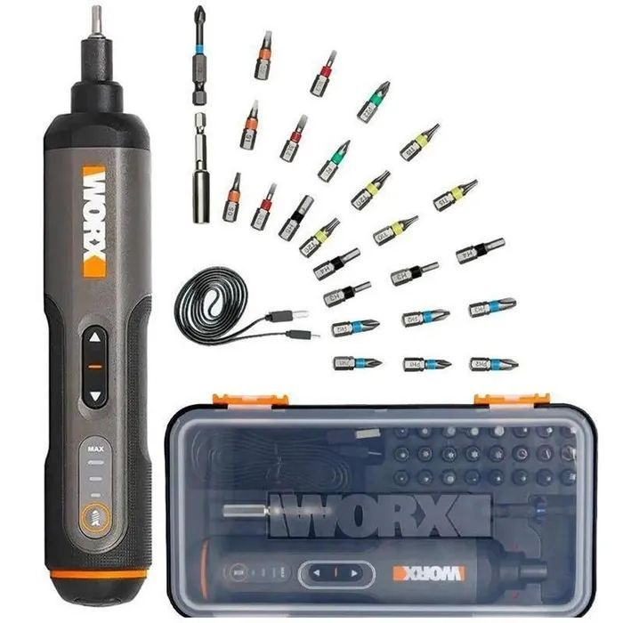 Аккумуляторная отвертка Worx WX240 4В, 5Нм, 1,5 Ач с набором оснастки ...