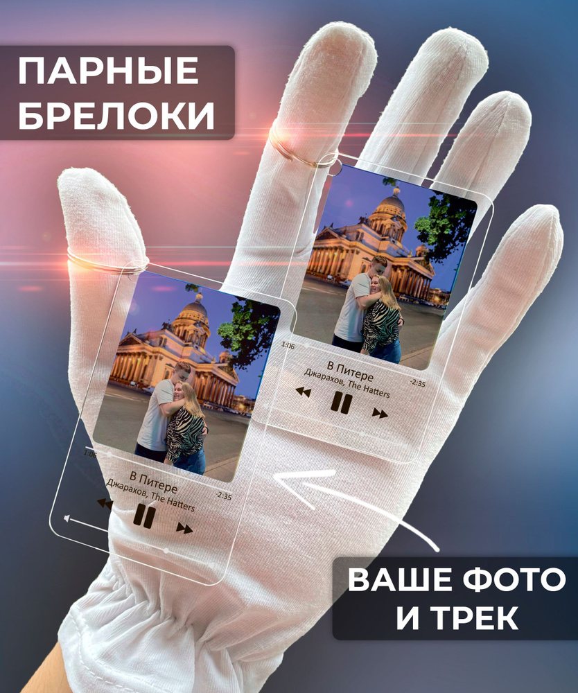 Парные брелоки с фото и треком / Брелок для ключей / Подарок на день ...