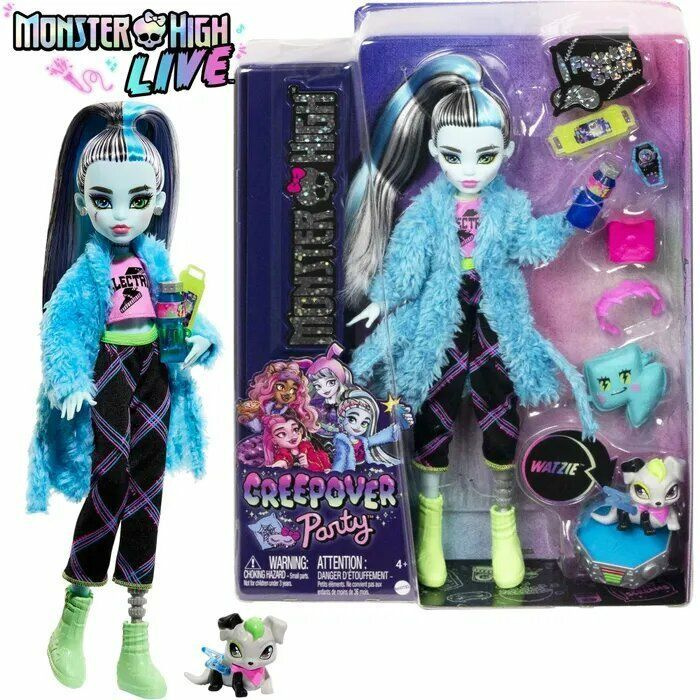 Коллекционная кукла Monster High Frankie Stein with Pet Dog Watzie ...