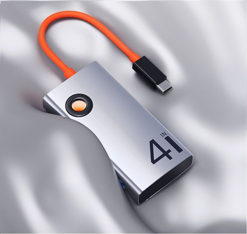 Хаб USB Hub ROCK TR26 4 in 1 Type-C TO RJ45+ USB3.0*3+Type-C Multi ...