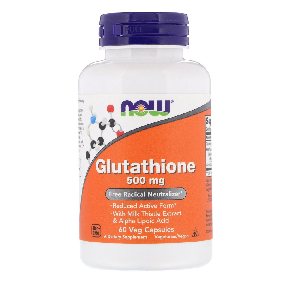 NOW Glutathione, Глутатион 500 мг - 60 капсул - купить с доставкой по ...
