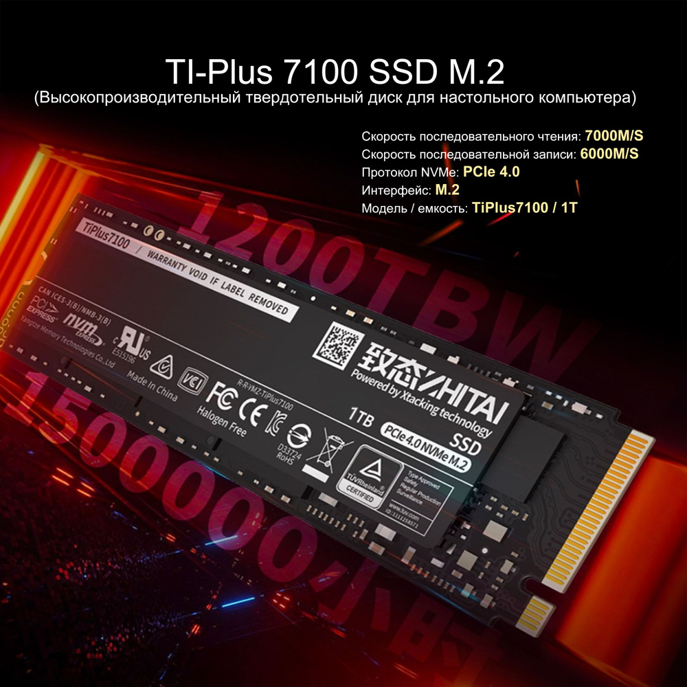 1 ТБ Внутренний SSD-диск ZhiTai TiPlus-SSD-7100 (TiPlus-SSD-7100 ...