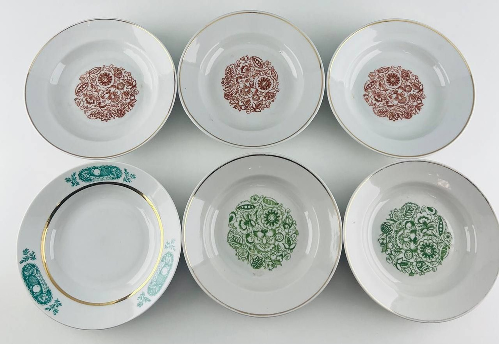 Винтажные суповые тарелки "Полевые цветы". Фарфор Пролетарий. СССР ...