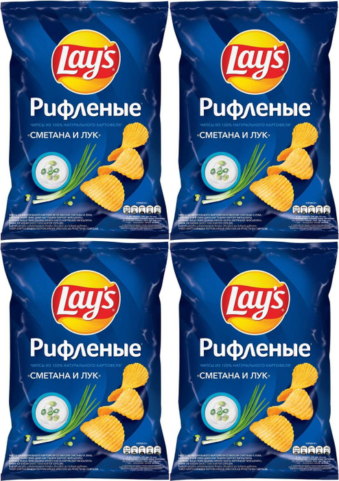 Чипсы картофельные Lay's сметана-лук, комплект: 4 упаковки по 140 г - купить с доставкой по ...