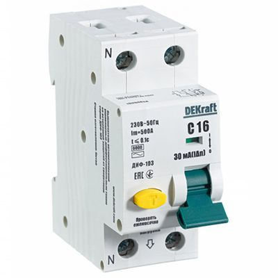 Дифавтомат 2Р 16А C 30мА 6кА ДИФ-103 2мод Schneider Electric DEKraft ...