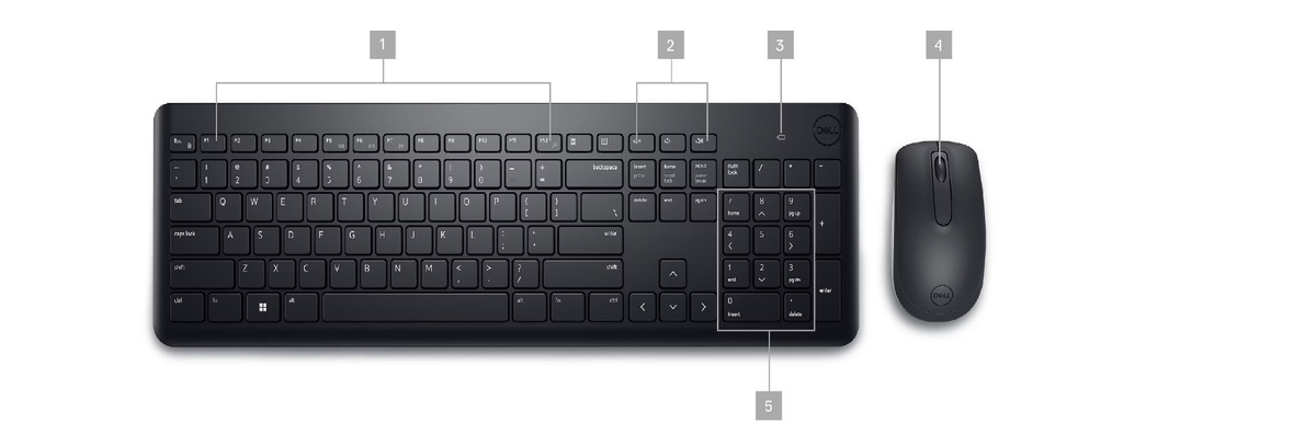 Беспроводной комплект клавиатура и мышь Dell KM3322W Русская раскладка ...