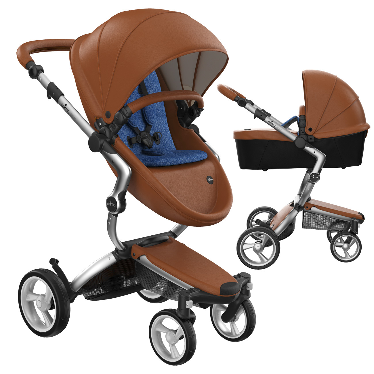 Детская коляска трансформер Mima Xari 2в1 Camel/Denim Blue на шасси ...