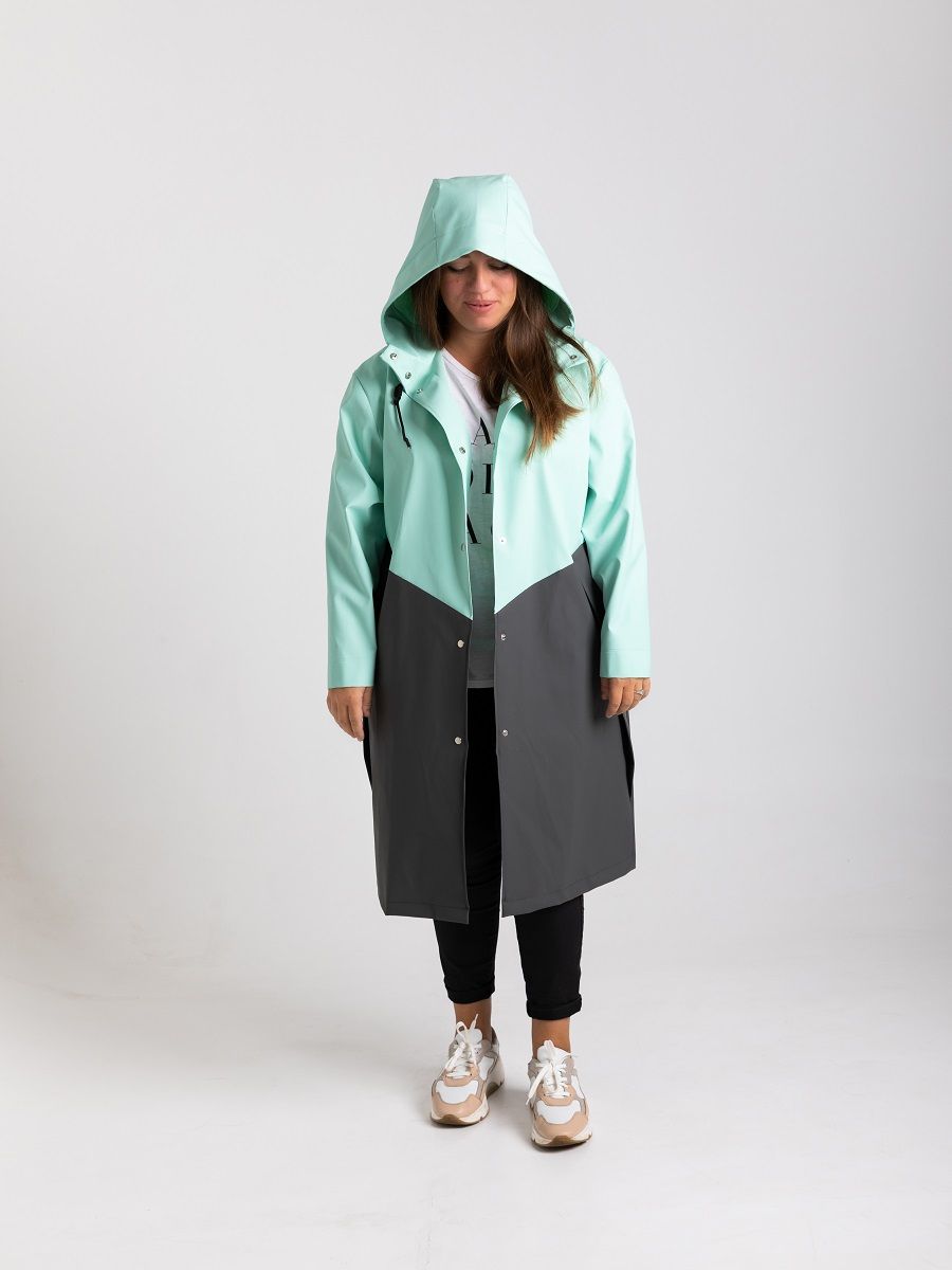 Плащ Женский Symbion разноцветный Длинный капюшон Кнопки ...