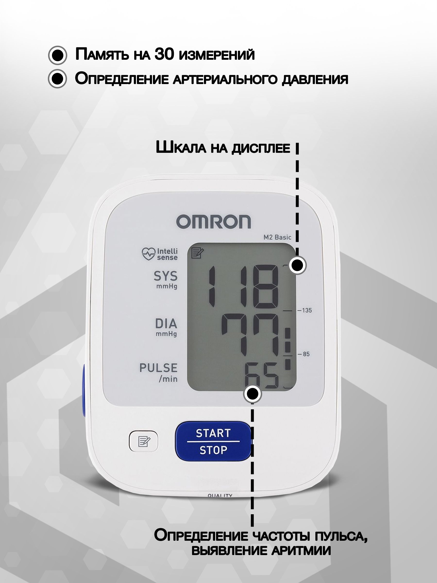 Тонометр автоматический Omron M2 Basic Hem 7121 Aru с адаптером
