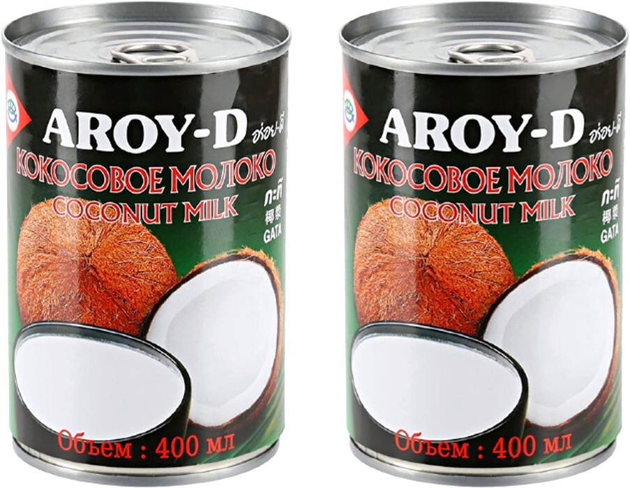 Молоко Aroy-D кокосовое 70%, жирность 17-19%, 400 мл 2шт. - купить с ...