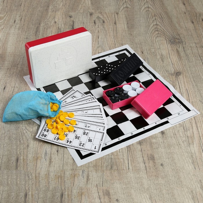 Настольная игра 3в1 "Владимирские игры", набор: лото, шашки и домино ...