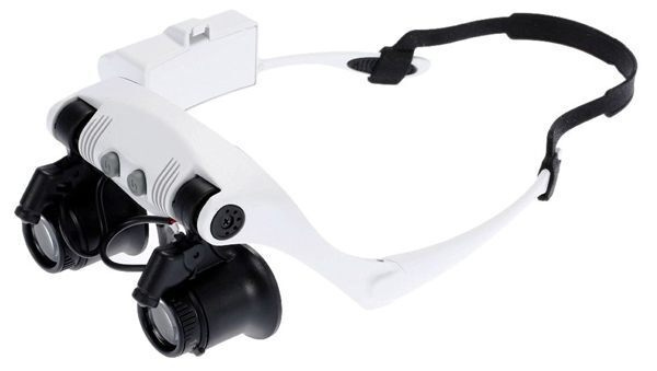 Лупа-очки Kromatech налобная бинокулярная 10/15/20/25x, с подсветкой (2 LED) MG9892G-3A купить ...