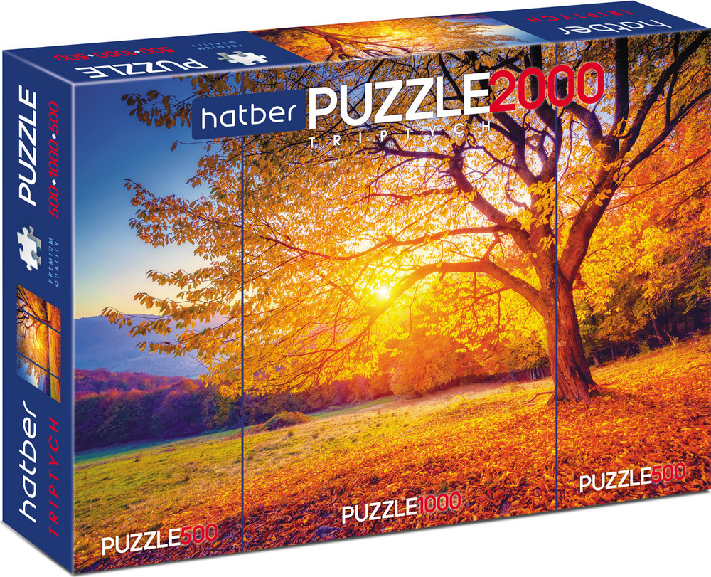 Пазлы Hatber premium "Волшебный закат" триптих 500+1000+ 500 элементов, формат А2 - купить с ...