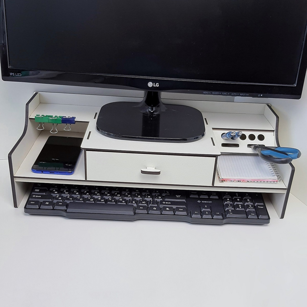 Подставка-органайзер под монитор, белая - купить с доставкой по ...