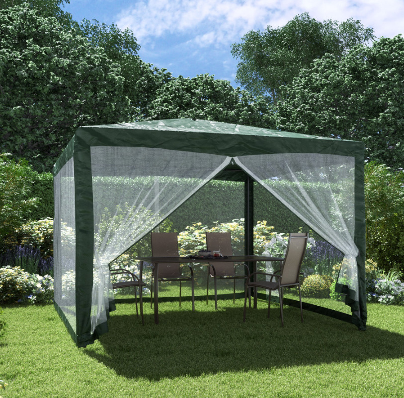 Павильон садовый 3х3 м зелёный, антимоскитная сетка - купить с ...
