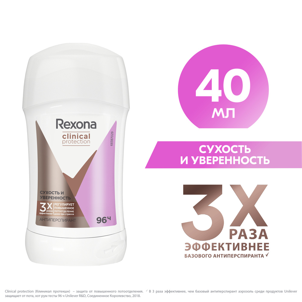Rexona Clinical Protection антиперспирант-стик женский Сухость и ...