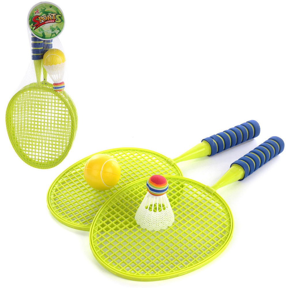 Набор ракеток с мягкой ручкой с воланчиком и мячом в сетке, Veld Co ...