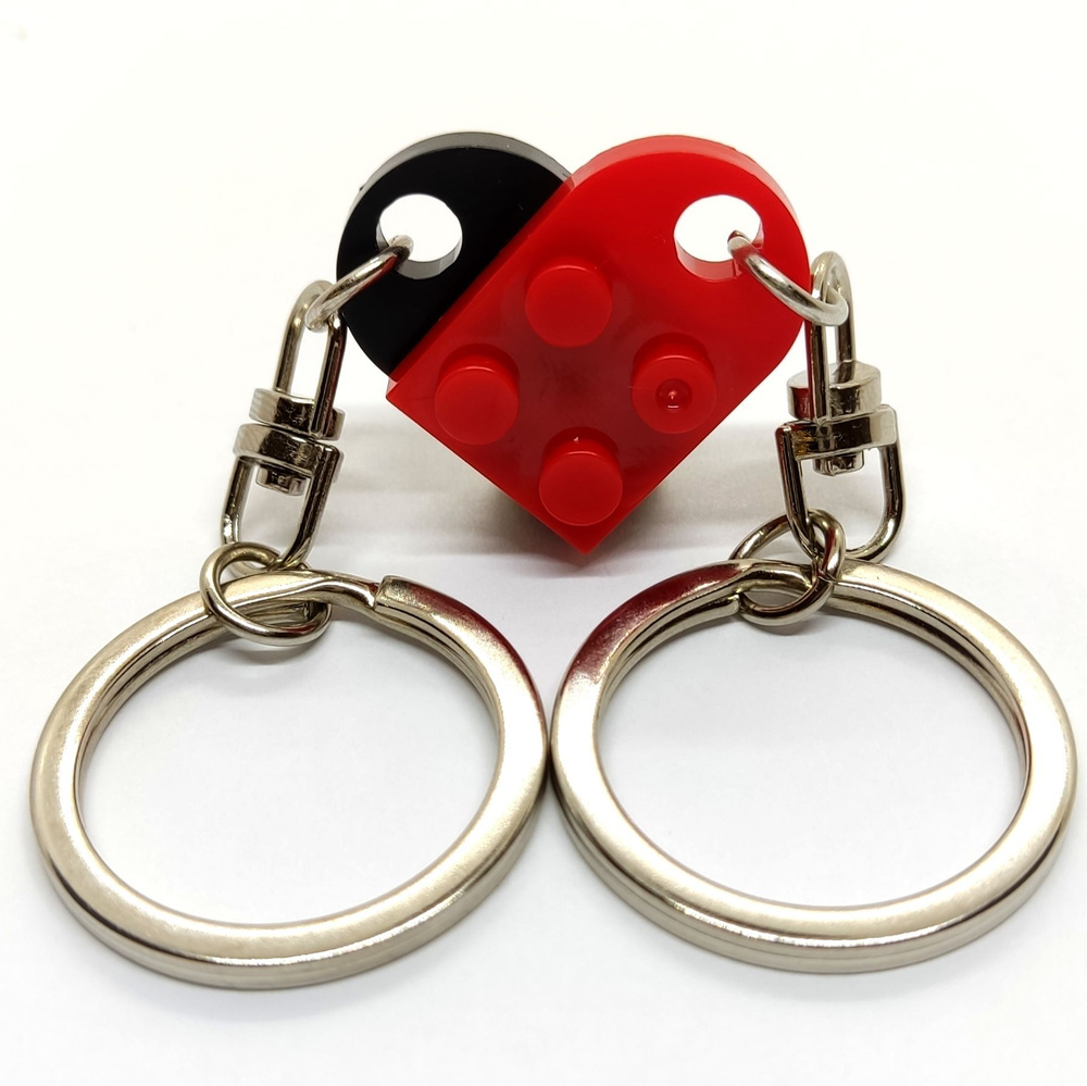 Парный брелок "сердце", красно-черный. - купить с доставкой по выгодным ...