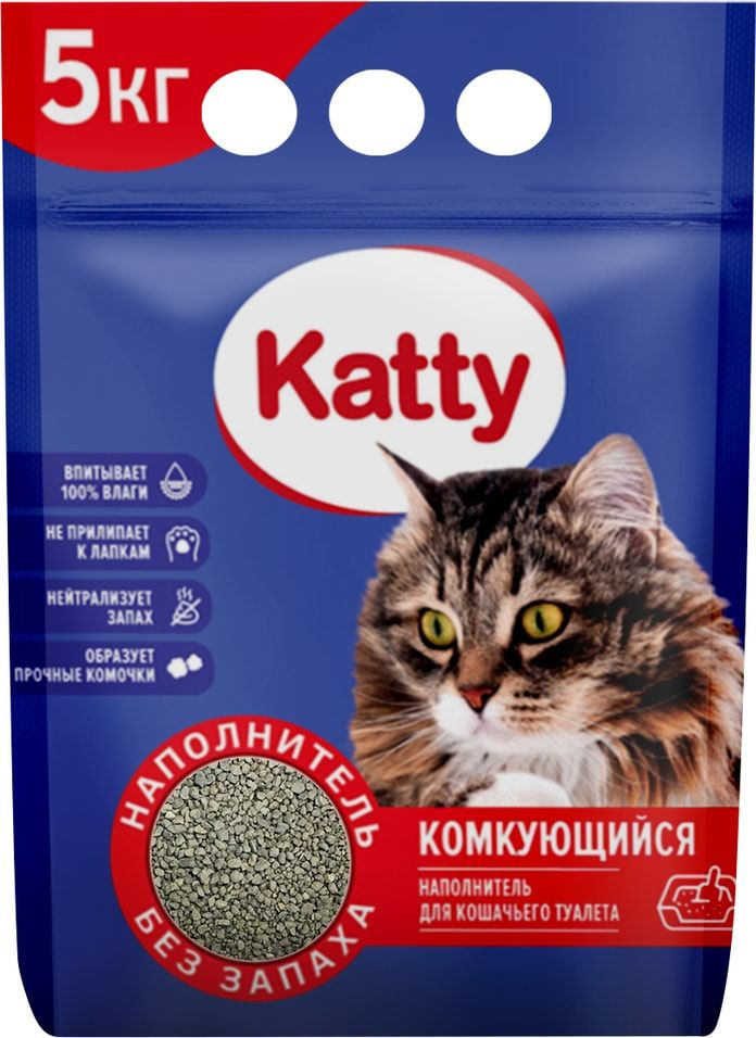 Наполнитель для кошачьего туалета Katty комкующийся 5кг - купить с ...