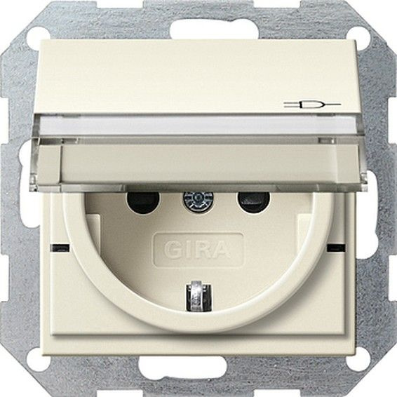 Розетка Gira SYSTEM 55, скрытый монтаж, с заземлением, с крышкой, со ...