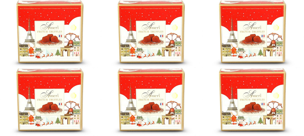 Конфеты трюфели Ameri French Truffles Рождество в Париже классические, комплект: 6 упаковок по ...