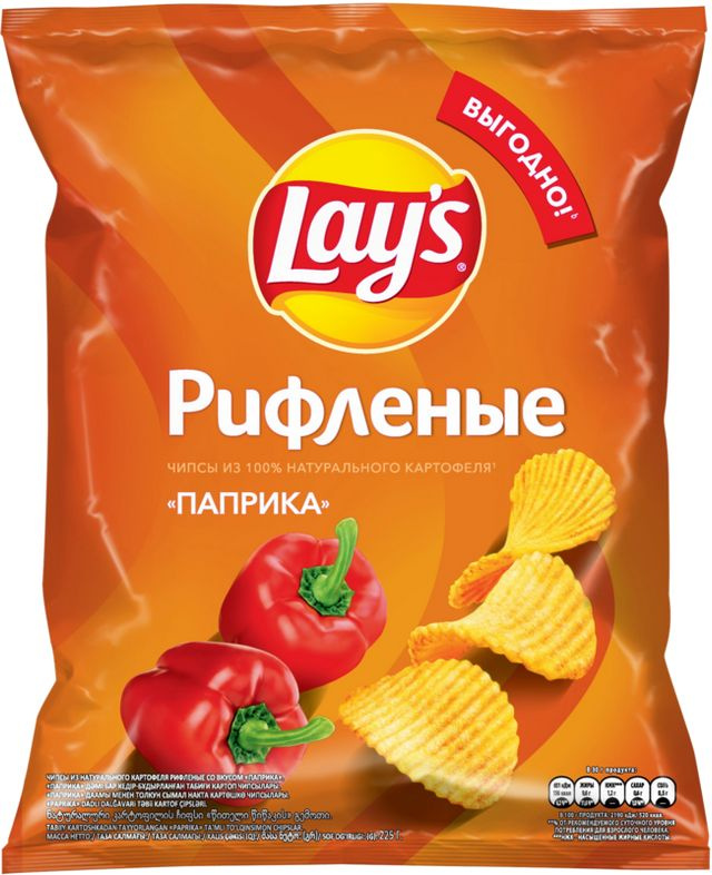 Чипсы картофельные натуральные LAY'S Паприка, рифленые, 225 г - купить с доставкой по выгодным ...