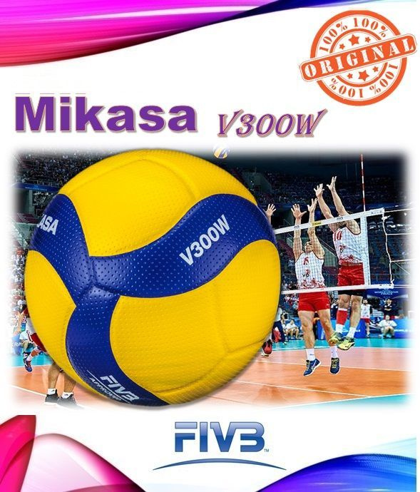 Мяч волейбольный Mikasa V300W, 5 размер, синий, желтый купить по ...