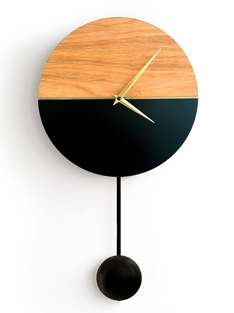 Часы настенные с маятником "Бохо" 30 см, интерьерные, натуральный дуб ...