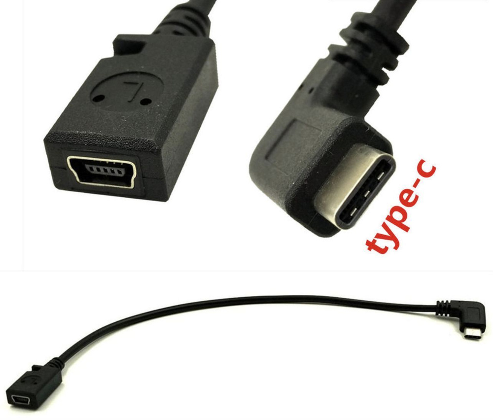 Переходник из Miniusb гнездо на Usb C штекер угловой 0 27м