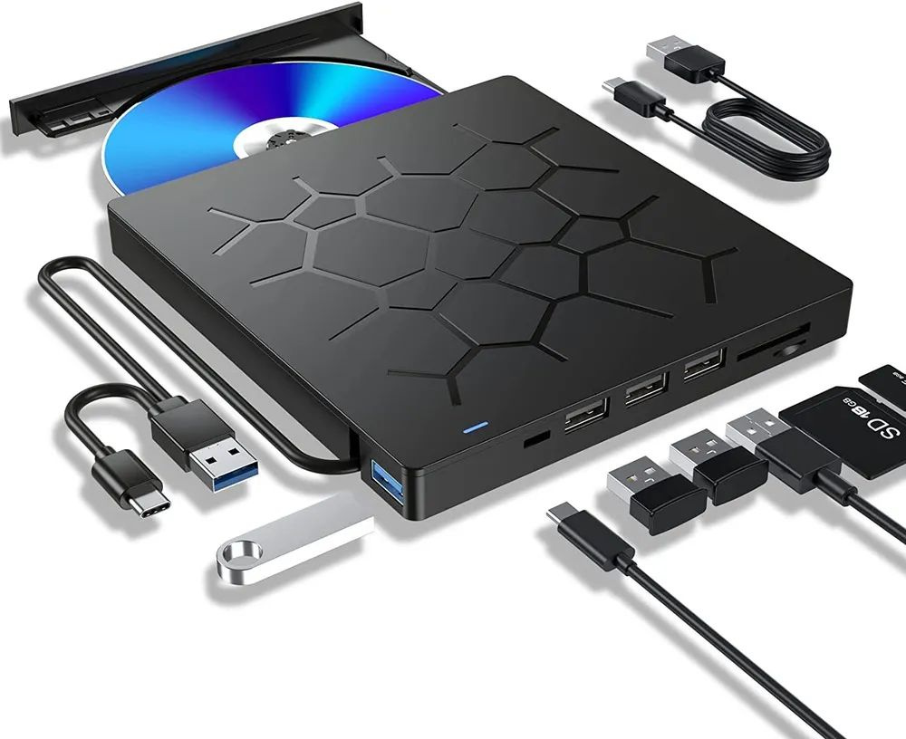 Внешний привод 7-в-1/оптический привод/CD/DVD, тонкий портативный USB 3 ...