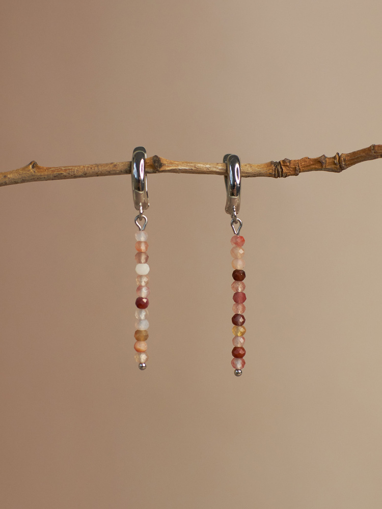 Liefde / Серьги длинные "цепочка камней" из натурального агата - купить ...