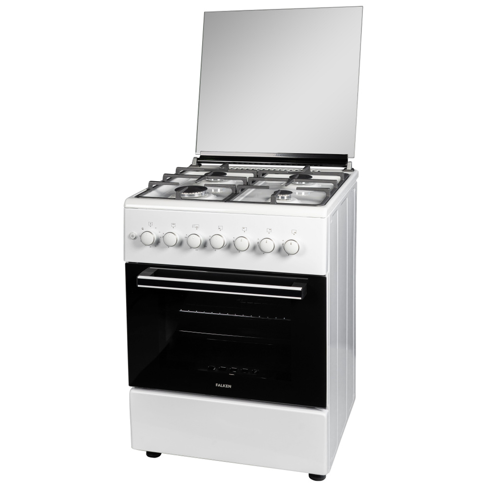 Плита газовая кухонная FALKEN G-6011-3 WHITE , 60см., газовая духовка ...