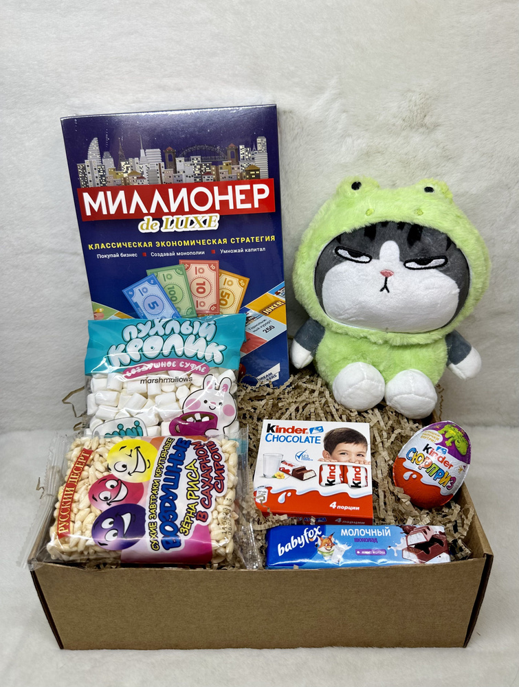 Подарочный набор Миллионер deluxe, монополия, мягкая игрушка Кот в ...