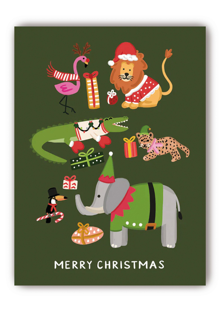 Дизайнерская открытка "Новогодние зверушки", 11x15 см - купить с ...