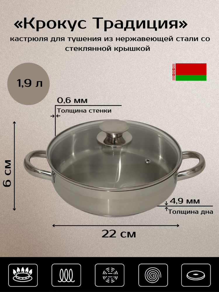 Кастрюля КУХАР, Нержавеющая сталь, 1,9 л - купить по выгодной цене в ...
