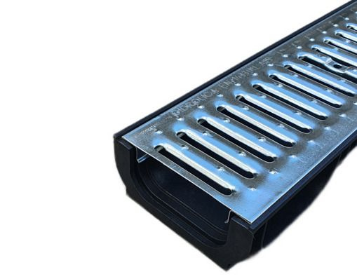 Лоток пластиковый DN100 H60 мм со стальной оцинкованной решеткой и крепежом класс A15 - купить с ...