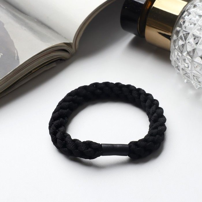 Резинка для волос "Спорт" плетёнка стиль, 5 см, чёрный, 10 штук ...