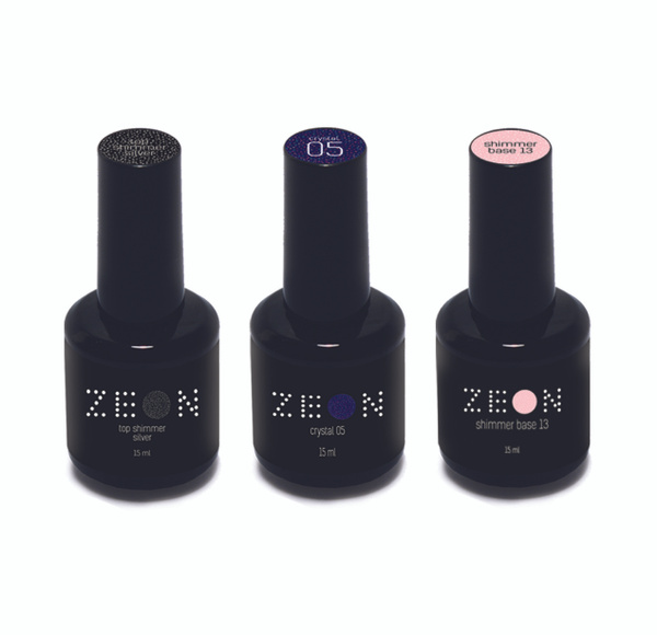 ZEON NAIL BOX MIX 3 (цвет - 05, топ с серебряным шиммером, база с ...
