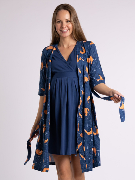 Комплект одежды Женский mamajane Домашний синий, размер 54 Хлопок, рост 158-176 Карманы Россия ...