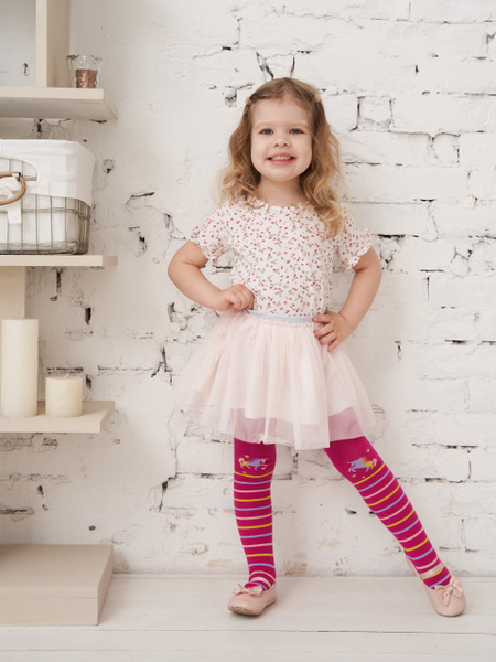 Колготки Девочки Лукоморье, размер 104, 110 фуксия Хлопок, Эластан 100 ...