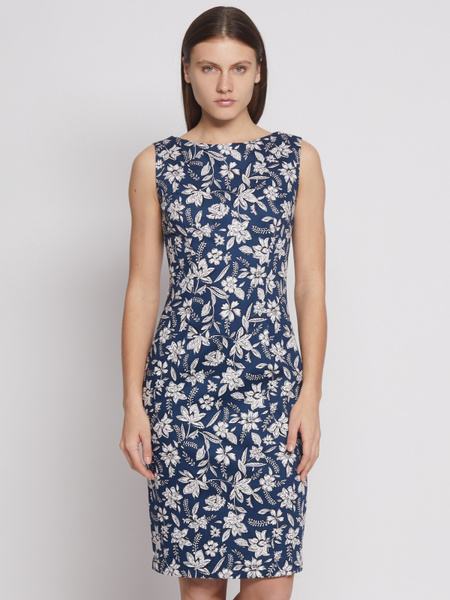 Платье Женский Zolla темно-синий Повседневный Хлопок, Эластан, размер 46 купить c доставкой на ...