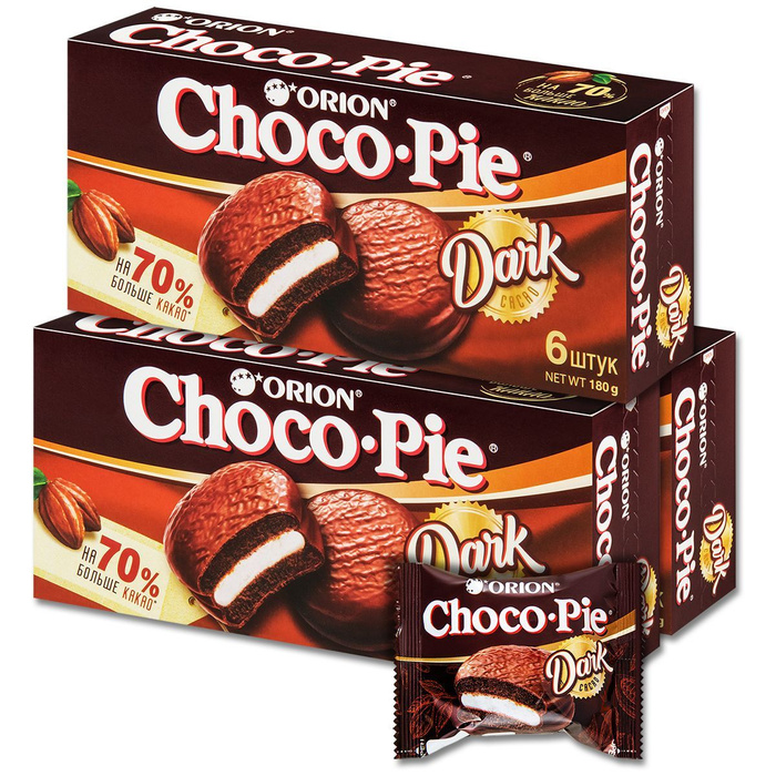 Пирожное Чоко Пай бисквитное Orion Choco Pie Dark Dark 6 шт в упак