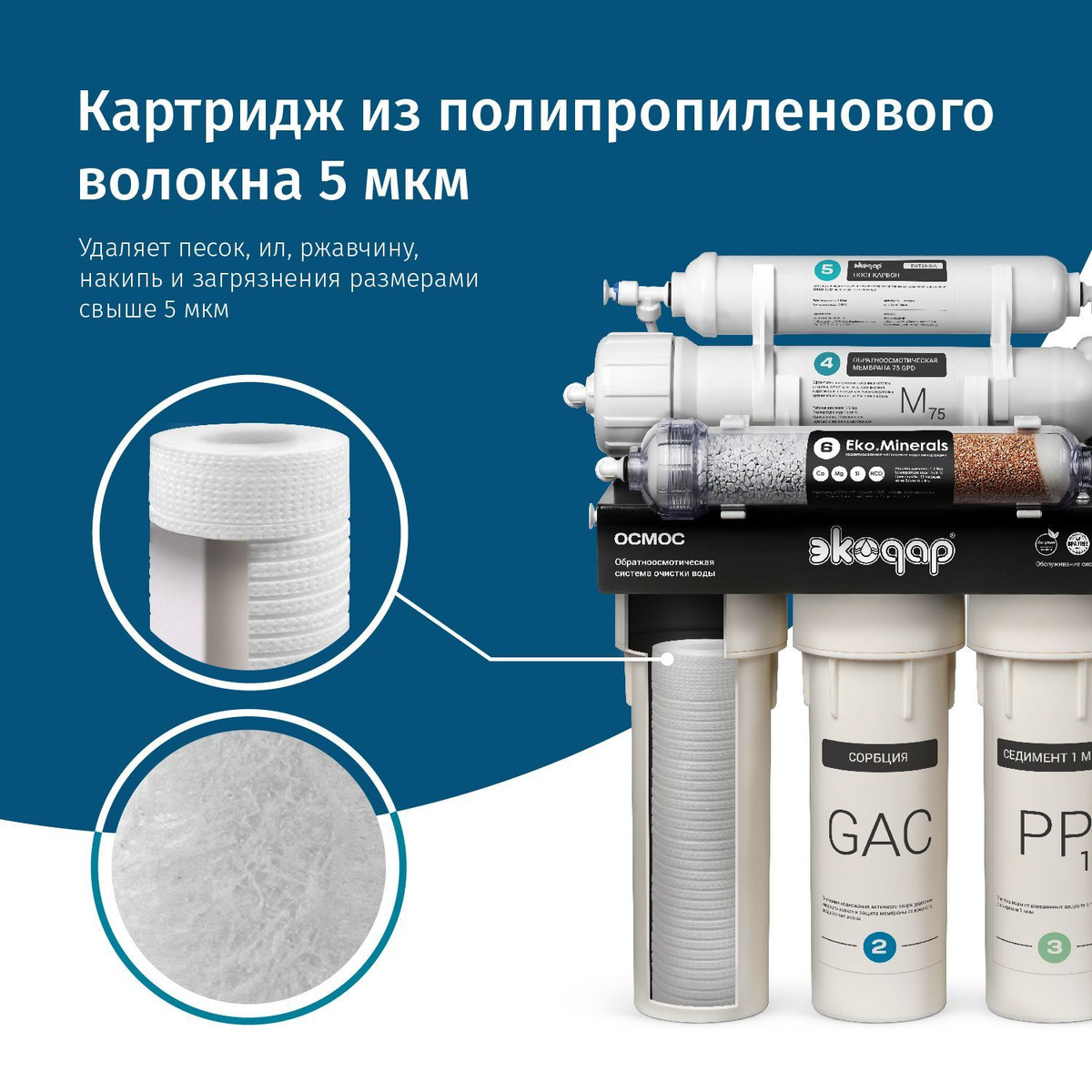 Фильтр для воды под мойку с минерализацией Экодар обратный Осмос 6 EKO ...